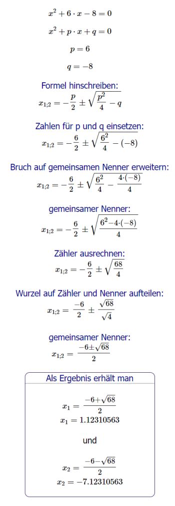 Pq Formel Rechner Mit Rechenweg