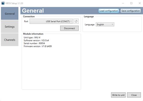 module configuration for vbox touch racelogic support centre