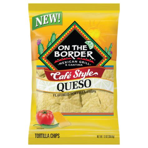 On The Border Tortilla Chips Queso Flavored Cafe Style