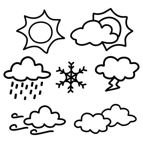 Conjunto De Clima Dibujado A Mano Vector Premium