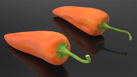 Hot Pepper Orange 3d Model 24 3ds Blend C4d Fbx Max Ma Lxo