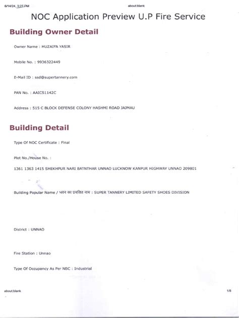 Application Form Online For Fire Noc Pdf