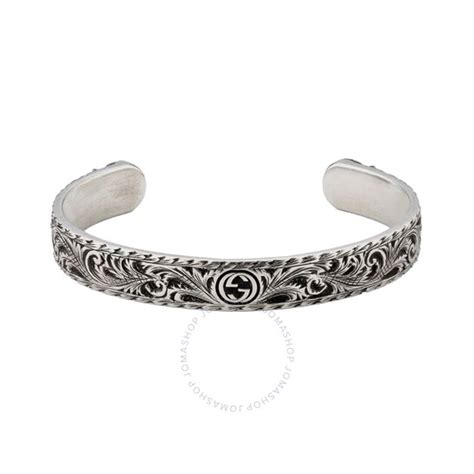 Gucci Sterling Silver Feline Head Details Gatto Bracelet Size 19