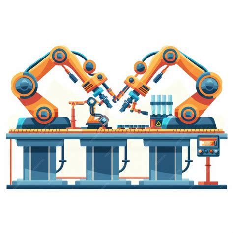 Two Industrial Robots On A Conveyor Belt Performing Automated Tasks