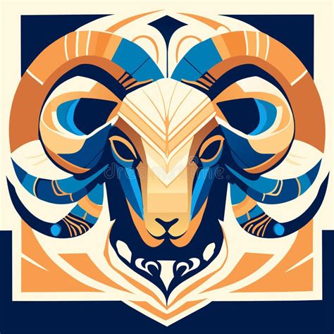 Vector Illustration Of A Ram Head In Tribal Style With Abstract Geometric Patterns Generative