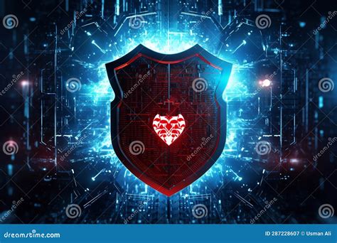 Cyber Security Shield Protecting Digital Data Network Ai Stock