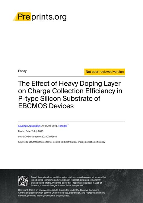 Pdf The Effect Of Heavy Doping Layer On Charge Collection Efficiency In P Type Silicon