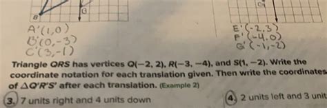 Triangle Qrs Has Vertices Q 2 2 R 3 4 And S 1 2 Write The