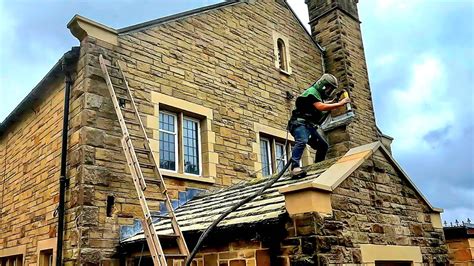 Sandblasting Stone Window Sills Internally And Externally Youtube