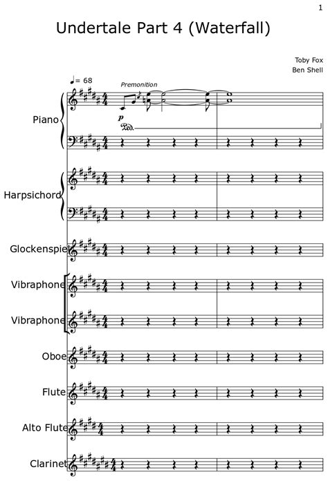 Undertale Part 4 Waterfall Sheet Music For Piano Harpsichord