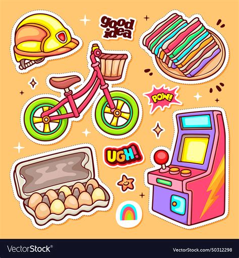 Sticker Icons Hand Drawn Doodle Coloring Vector Image