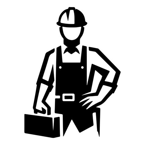 Ai Generated Simple Worker Man Cartoon With Tool Builder Construction Logo Monochrome Icon
