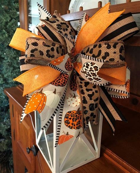 Handmade Fall Wreath Bow Leopard Print Pumpkin Decor Diy Wreath Bow