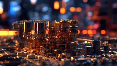 Technology Illuminates The Complexity Of The Computer Chip Electrical Component Generated By Ai