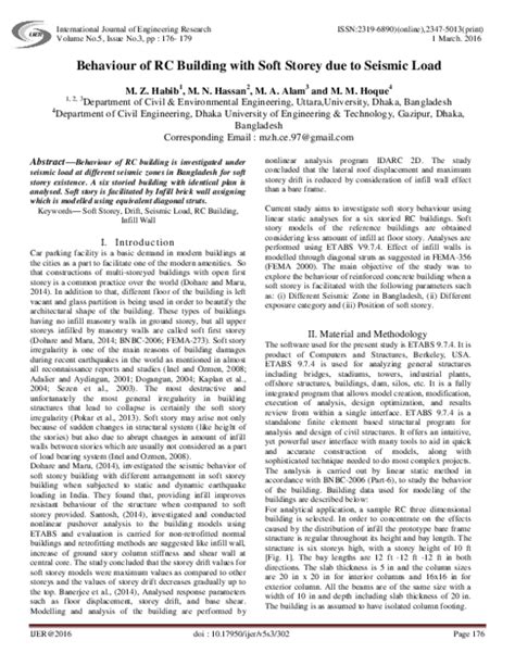 Pdf Behaviour Of Rc Building With Soft Storey Due To Seismic Load