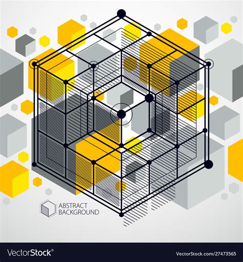 Abstract Geometric 3d Cube Pattern And Yellow Vector Image