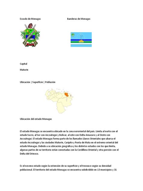 Escudo De Monagas Banderas De Monagas Pdf Geografía Física