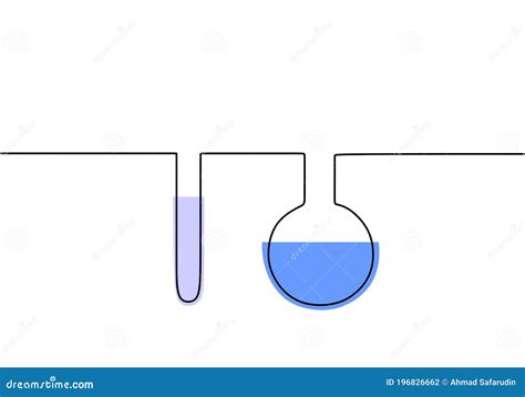 Single Continuous Line Art Chemical Science Flask Research Chemical Laboratory Glassware