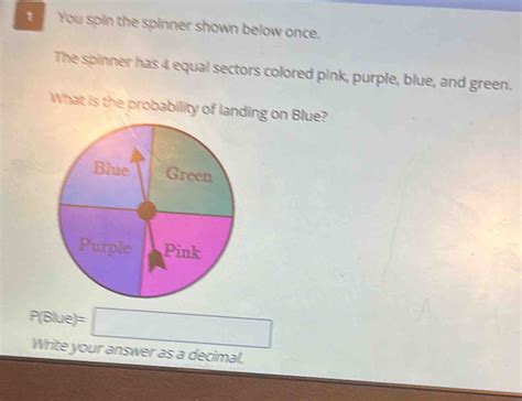 solved you spin the spinner shown below once the spinner has 4 equal