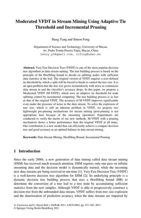 pdf moderated vfdt in stream mining using adaptive tie threshold and