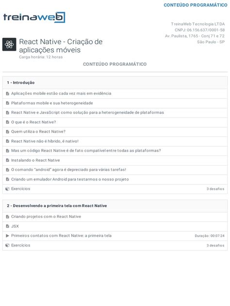 React Native Completo Pdf Android Sistema Operacional Tecnologia Digital