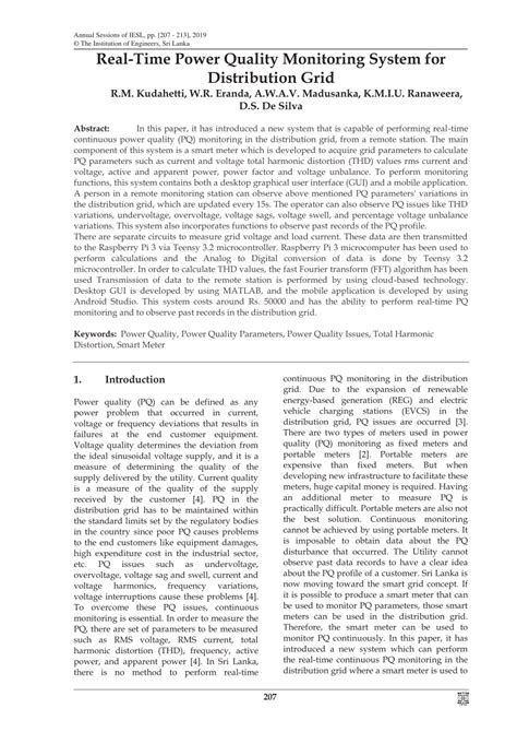 Pdf Real Time Power Quality Monitoring System For Distribution Grid
