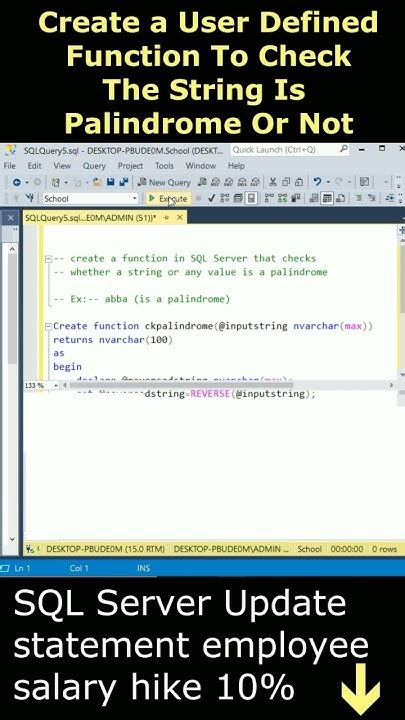 Sql Interview Question Write A Query Palindrome Or Not Sqlserver Youtube