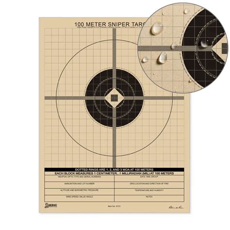 Rite In The Rain 25 Meter Zeroing Targets 8 5 X 11 No 9125