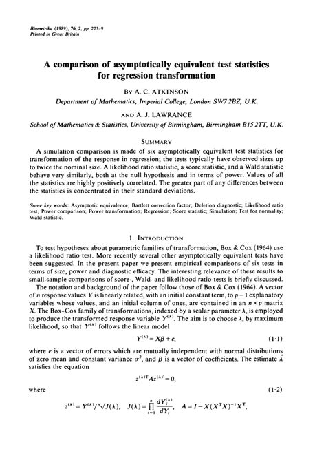 Pdf A Comparison Of Asymptotically Equivalent Test Statistics For