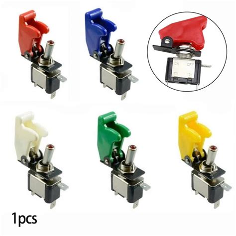 Illuminated Led Toggle Switch With Missile Style Flick Cover 12v Car Dash 7 71 Picclick Ca