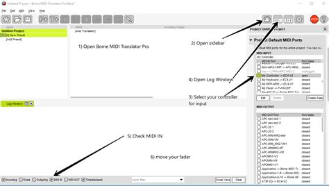 help needed with mapping midi messages in bome midi translator for