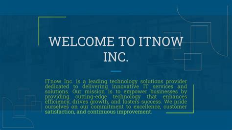 Ppt Welcome To Itnow Inc Powerpoint Presentation Free Download Id