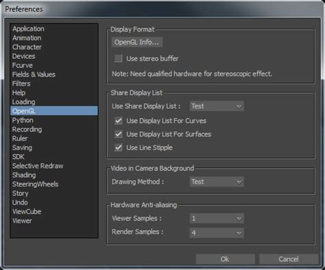 OpenGL Preferences