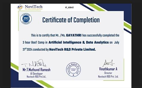 Gayathri R On Linkedin Artificialintelligence Dataanalytics Professionaldevelopment Novitech