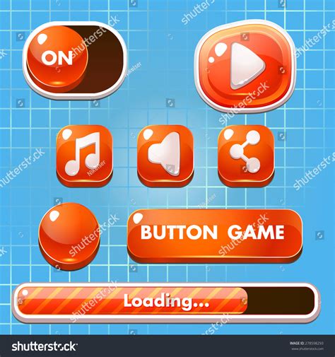 Set Of Game Buttons Progress Bars Boosters Icons For User Interface Design Of Computer
