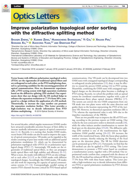 Pdf Improve Polarization Topological Order Sorting With The