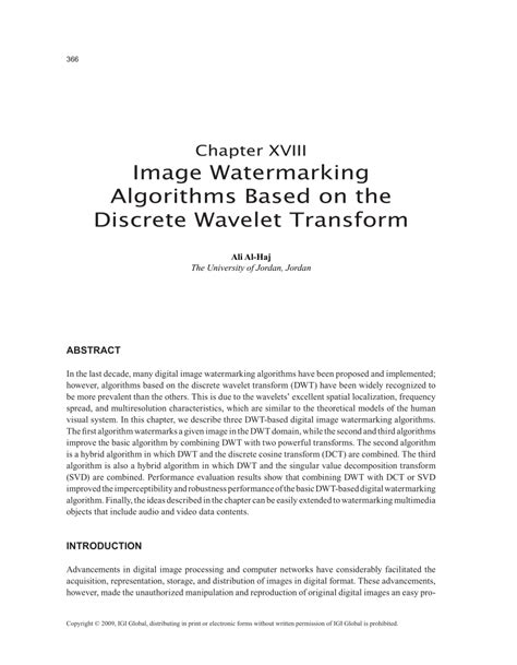 pdf image watermarking algorithms based on the discrete wavelet transform