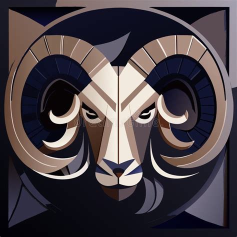 Vector Illustration Of The Head Of A Ram In A Decorative Style Ai Generated Stock Vector