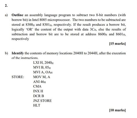 Solved 2 A Outline An Assembly Language Program To