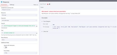 Telegram Response Error Bad Request Cant Parse Entities Questions