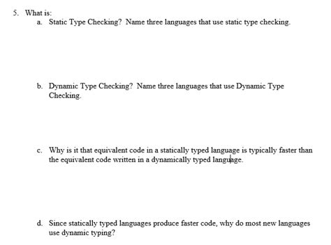 Solved What Is A Static Type Checking Name Three Chegg Com