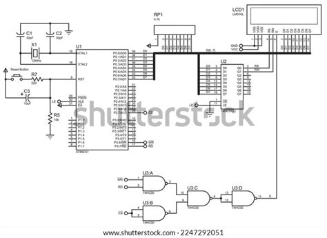 Vector Electrical Schematic Diagram Lcd Display Stock Vector Royalty Free 2247292051