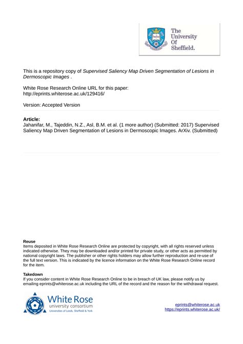 Pdf Supervised Saliency Map Driven Segmentation Of Lesions In
