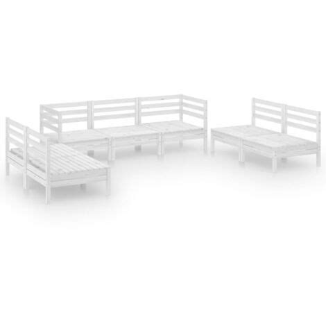 7 Piece Garden Lounge Set White Solid Pinewood Vidaxl