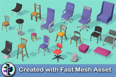 Chair Pack 3d Low Poly Office Furniture Created With Fastmesh Asset