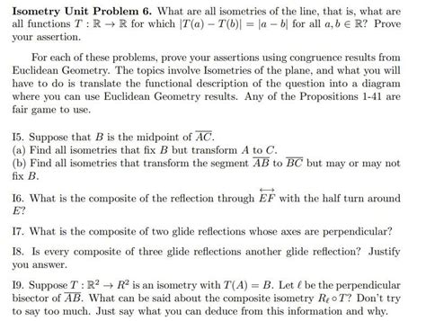 Solved Isometry Unit Problem 6 What Are All Isometries Of Chegg Com