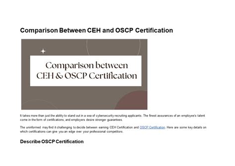 Comparison Between Ceh And Oscp Certification Presentation Free To