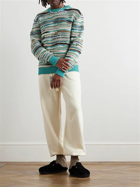 Alanui Madurai Striped Cotton Blend Sweater Blue Alanui