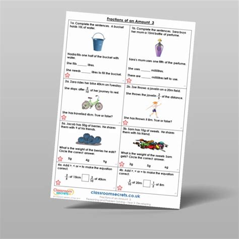 Year 3 Fractions Of An Amount 3 Varied Fluency Resource Classroom Secrets