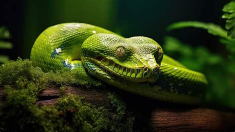 Rainforest Green Tree Python Stock Illustration Illustration Of Body Branch 383421736